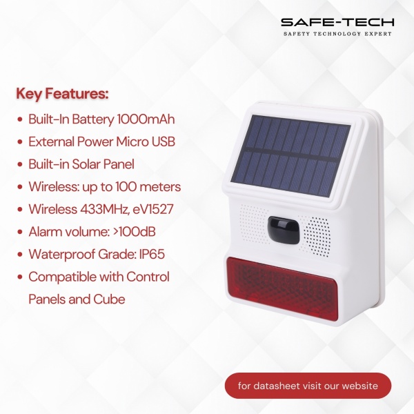 HESTIA Outdoor Solar Siren with Back-Up Battery - countyelec