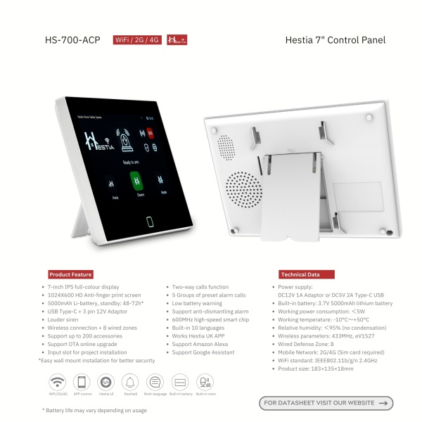 HESTIA 7 Inch HD Smart Control Panel - countyelec