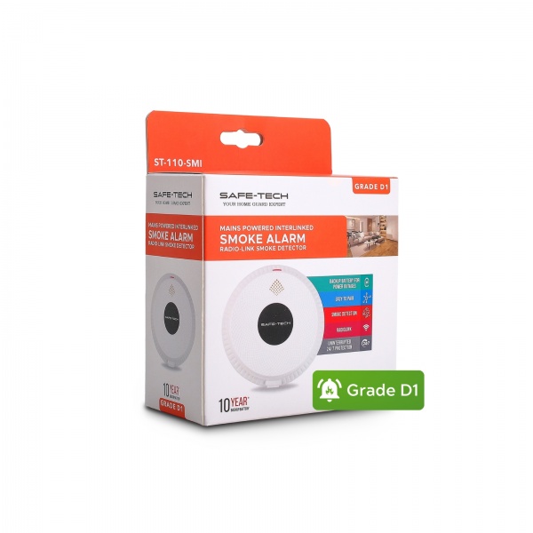 SAFE-TECH Mains Powered Interlinked Smoke Alarm With Built-in RF Module ...