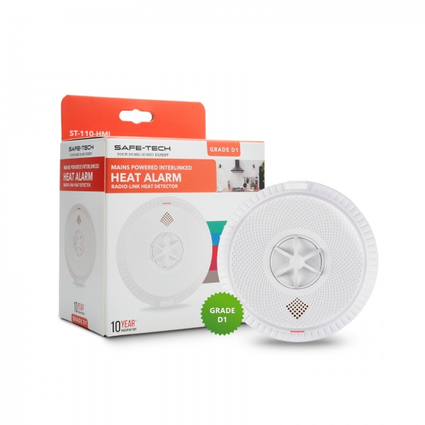 SAFE-TECH Mains Powered Interlinked Heat Alarm With Built-in RF Module - countyelec