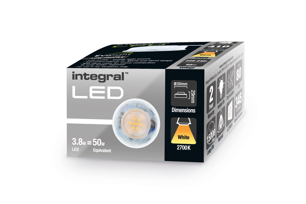 EVOLIGHT 410LM 3.8W 2700K DIMMABLE 36 BEAM INTEGRAL - countyelec