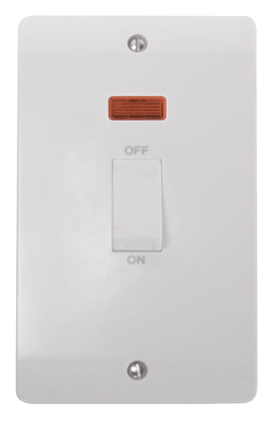 Click Mode 45A 2 Gang (Vertical) DP Plate Switch With White Rocker ...