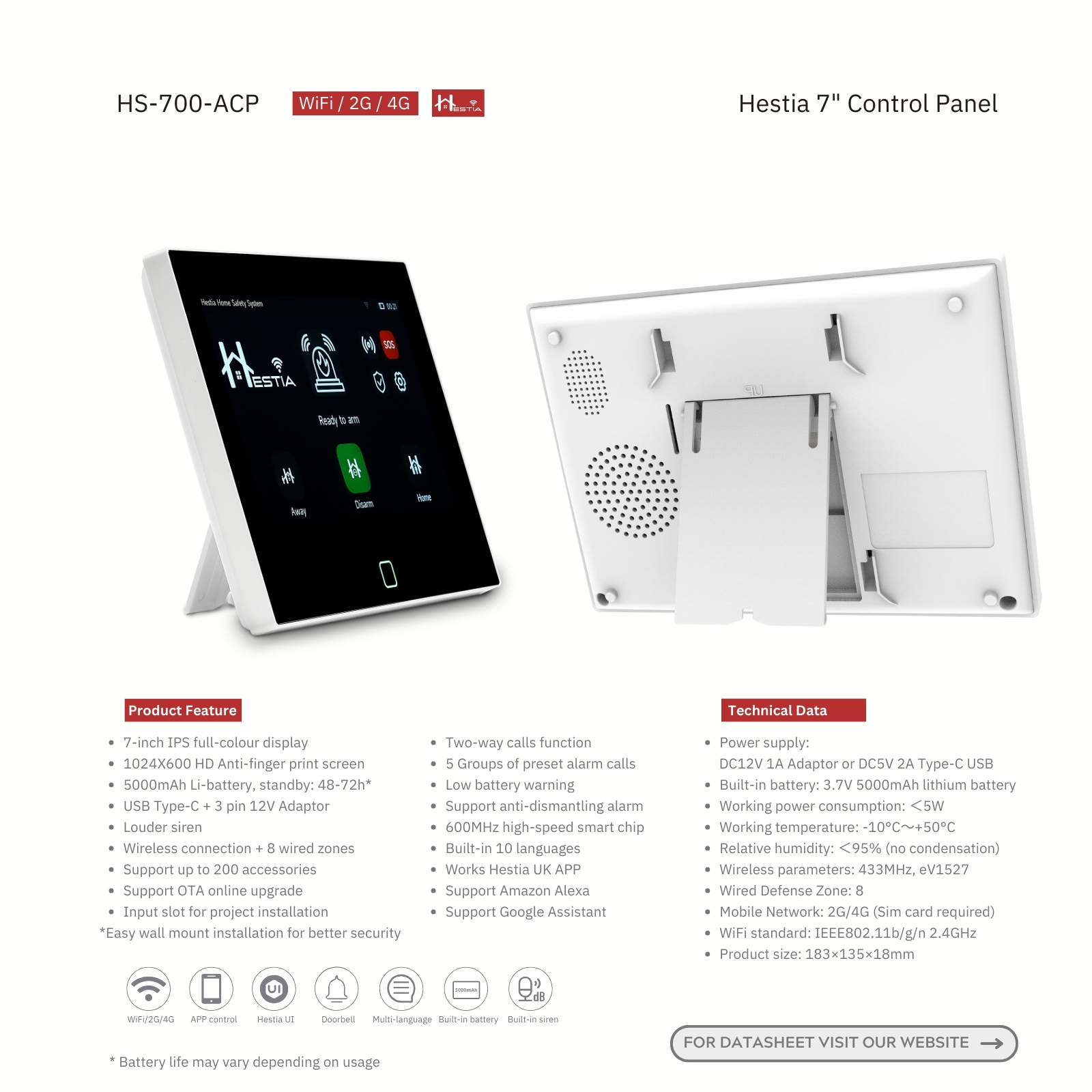 HESTIA 7 Inch HD Smart Control Panel - countyelec