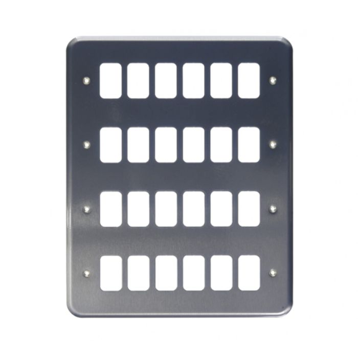 MK Grid 24 Module Frontplate Matt Chrome - countyelec
