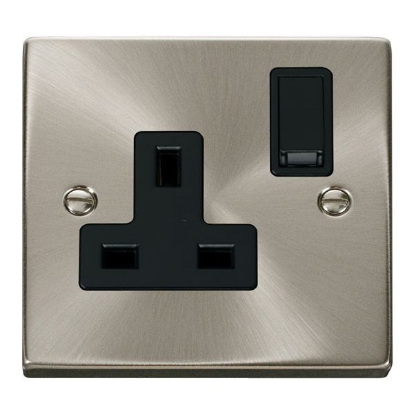 Click Deco single sockets sat chrome - countyelec