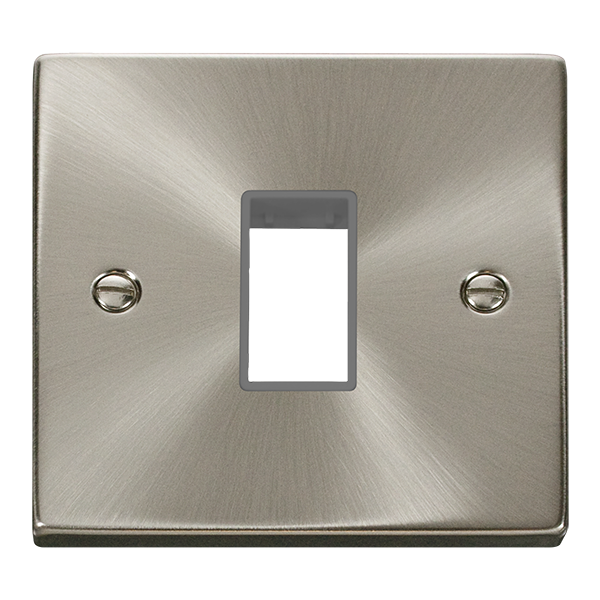 Click Deco Satin Chrome Single Plate 1 Gang Aperture - countyelec